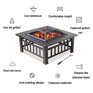 LEAYAN Garden Fire Pit Grill Bowl Grill Barbecue Rack Fire Pit Outdoor Wood Burning, Villa Garden Decoration fire Pit, Barbecue fire Pit Table, 31 inches