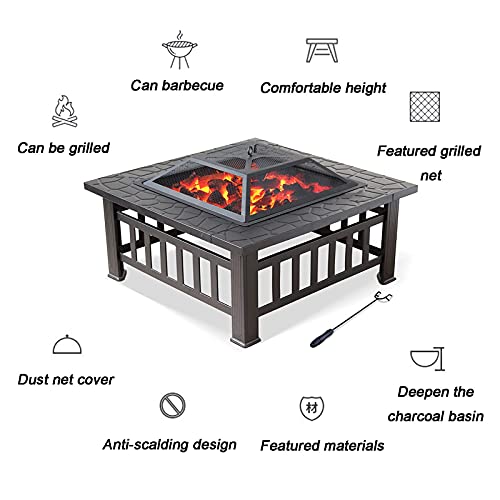 LEAYAN Garden Fire Pit Grill Bowl Grill Barbecue Rack Fire Pit Outdoor Wood Burning, Villa Garden Decoration fire Pit, Barbecue fire Pit Table, 31 inches