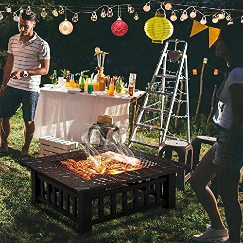 LEAYAN Garden Fire Pit Grill Bowl Grill Barbecue Rack Fire Pit Outdoor Wood Burning, Villa Garden Decoration fire Pit, Barbecue fire Pit Table, 31 inches