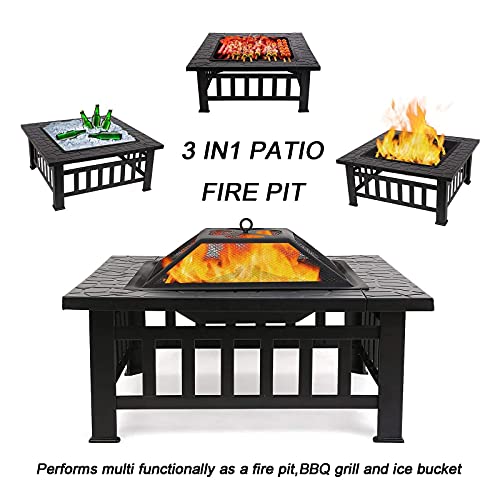 LEAYAN Garden Fire Pit Grill Bowl Grill Barbecue Rack Fire Pit Outdoor Wood Burning, Villa Garden Decoration fire Pit, Barbecue fire Pit Table, 31 inches