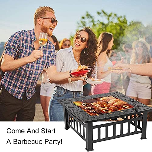 LEAYAN Garden Fire Pit Grill Bowl Grill Barbecue Rack Fire Pit Outdoor Wood Burning, Villa Garden Decoration fire Pit, Barbecue fire Pit Table, 31 inches