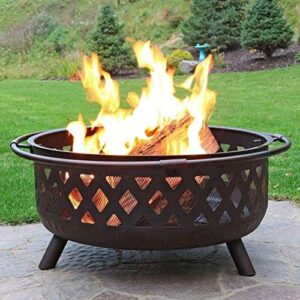 LEAYAN Garden Fire Pit Portable Grill Barbecue Rack Pits Fire Bowl with Handles,Removable Metal Fire Basket with Fire Fork, Patio Garden Multifunctional Fire Pit for Heating/BBQ for Camping