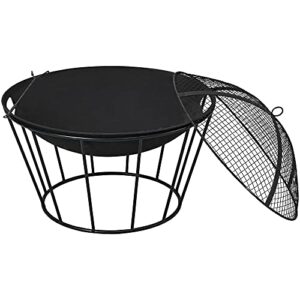 FirsTime & Co. Black Lakeview Fire Pit with Screen Lid, Wood Burning Fire Pit for Garden, Backyard, Patio, Metal, 23 x 23 x 20 inches