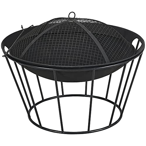 FirsTime & Co. Black Lakeview Fire Pit with Screen Lid, Wood Burning Fire Pit for Garden, Backyard, Patio, Metal, 23 x 23 x 20 inches