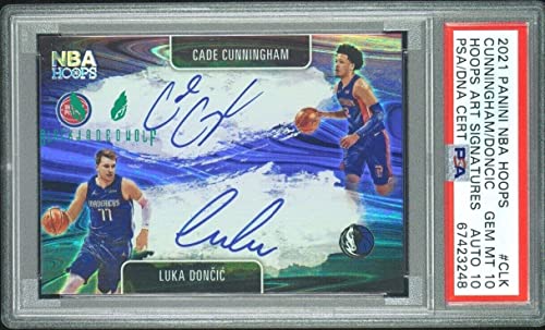 Cade Cunningham Rc Luka Doncic Nba Hoops Art 2021-22 Dual Autograph Psa 10 Auto - Basketball Slabbed Autographed Cards