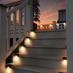 JACKYLED Solar Deck Lights Outdoor 16 Pack, Solar Step Lights Waterproof LED Solar Powered Outdoor Lights for Deck Stair Fence Railing Wall Garden Backyard