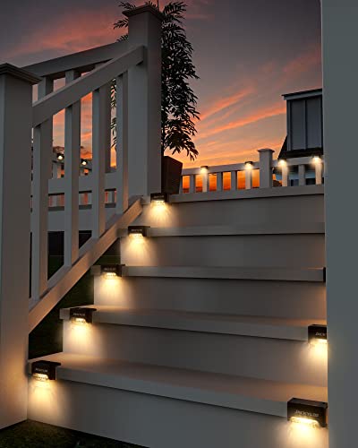 JACKYLED Solar Deck Lights Outdoor 16 Pack, Solar Step Lights Waterproof LED Solar Powered Outdoor Lights for Deck Stair Fence Railing Wall Garden Backyard