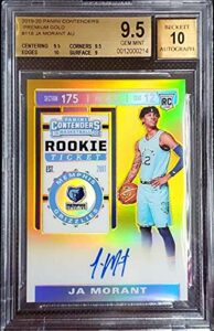 ja morant 2019-20 contenders premium gold prizm rookie auto #/10 bgs 9.5/10 gem – basketball slabbed autographed rookie cards