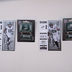 PHILADELPHIA EAGLES SUPER BOWL L11 52 CHAMPIONS COLLECTIBLE PINS PLUS 2 EAGLES PLAYER CARDS