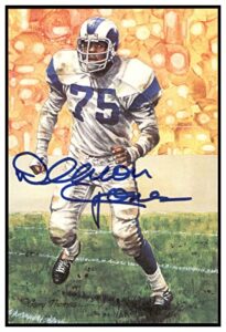 deacon jones signed goal line art card glac autographed rams psa/dna