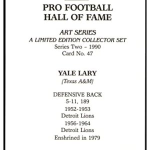 Yale Lary Signed Goal Line Art Card GLAC Autographed Lions PSA/DNA