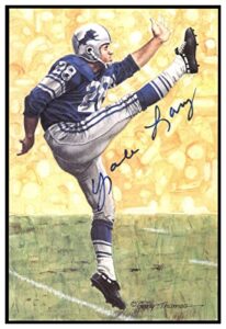 yale lary signed goal line art card glac autographed lions psa/dna