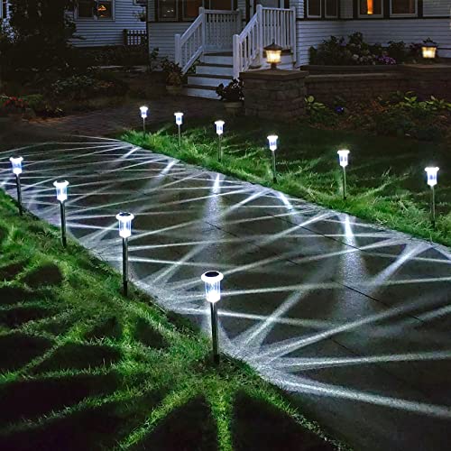 LIANGLOME Solar Lights Outdoor -IP65 Waterproof Solar Pathway Lights Stainless Steel Outdoor Solar Lights for Yard Patio Lawn Walkway and Landscape Cool White (6 Pack)