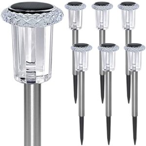 LIANGLOME Solar Lights Outdoor -IP65 Waterproof Solar Pathway Lights Stainless Steel Outdoor Solar Lights for Yard Patio Lawn Walkway and Landscape Cool White (6 Pack)