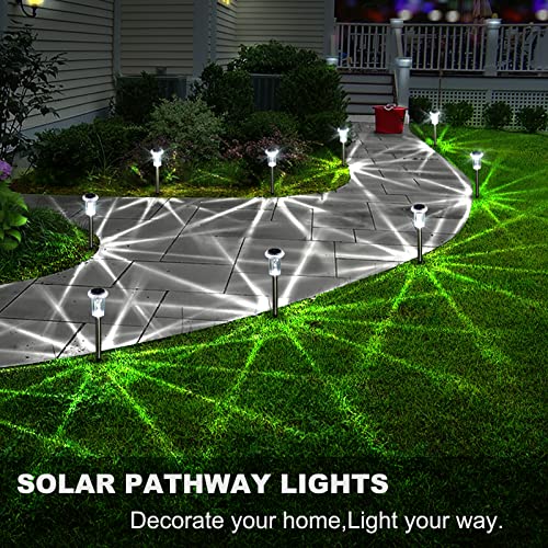 LIANGLOME Solar Lights Outdoor -IP65 Waterproof Solar Pathway Lights Stainless Steel Outdoor Solar Lights for Yard Patio Lawn Walkway and Landscape Cool White (6 Pack)