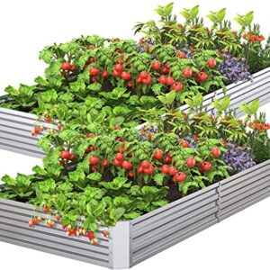 Mr IRONSTONE 2 pcs 6x3x1ft Galvanized Metal Raised Garden Bed for Vegetables, Outdoor Garden Raised Planter Box, Backyard Patio Planter Raised Beds for Flowers, Herbs, Fruits