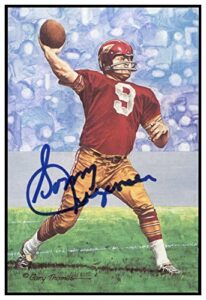 sonny jurgensen signed goal line art card glac autographed washington psa/dna