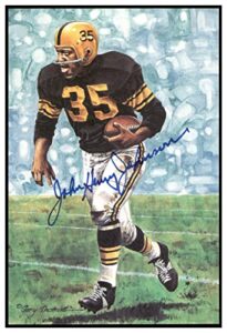 john henry johnson signed goal line art card glac autographed steelers psa/dna