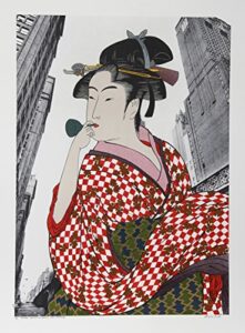 woman playing a poppin (after utamaro)