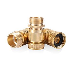 3Sets Garden Hose Quick Connect 3/4 inch GHT Brass Easy Connector Fitting - Quick Disconnect Hose Fittings Male and Female (3Pair)