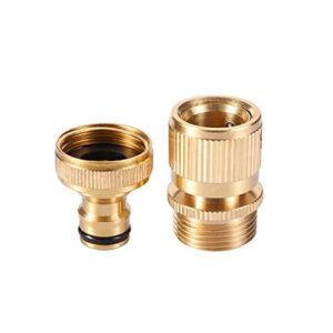 3Sets Garden Hose Quick Connect 3/4 inch GHT Brass Easy Connector Fitting - Quick Disconnect Hose Fittings Male and Female (3Pair)