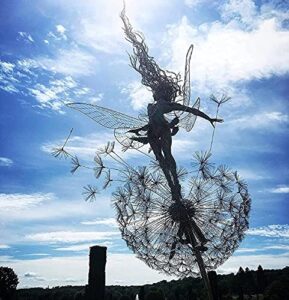 kinha fairy dandelion sculptures fairy dandelion sculptures garden stakes dramatic fairy sculptures dancing with dandelions,wind catcher for home garden patio yard decoration with standing pole