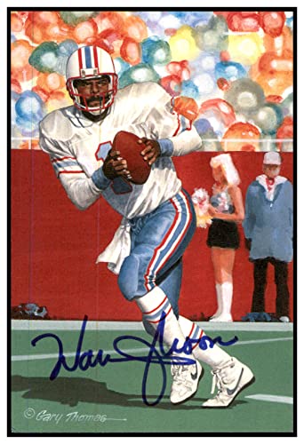 Warren Moon Signed Goal Line Art Card GLAC Autographed Oilers PSA/DNA