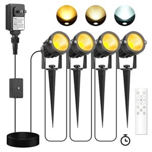 volisun timer landscape spotlights with transformer,low voltage landscape lights,dusk to dawn,outdoor uplights ip65 waterproof,comparable to solar spotlight,for trees/pathway/garden/flags(4 pack)