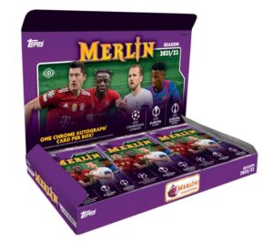 2021/22 topps uefa champions league merlin chrome soccer hobby box (18 pks/bx)