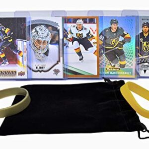 Vegas Golden Knights Cards: Jonathan Marchessault, William Karlsson, Reilly Smith, Alex Tuch, Marc-Andre Fleury ASSORTED Hockey Trading Card and Wristbands Bundle