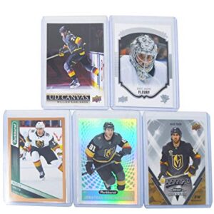 Vegas Golden Knights Cards: Jonathan Marchessault, William Karlsson, Reilly Smith, Alex Tuch, Marc-Andre Fleury ASSORTED Hockey Trading Card and Wristbands Bundle