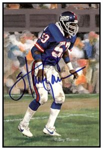 harry carson signed goal line art card glac autographed giants psa/dna