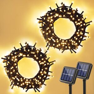 lnryy solar outdoor lights, 2pack 144ft solar string lights outdoor waterproof for outdoor decor, 8mode 400 led solar powered outdoor lights for patio, solar fairy tree lights for outside garden yard