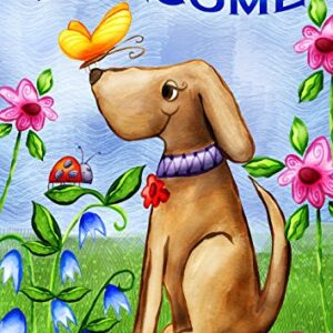 Toland Home Garden 112078 Welcome Dog Spring Flag 12x18 Inch Double Sided Spring Garden Flag for Outdoor House summer Flag Yard Decoration