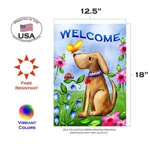 Toland Home Garden 112078 Welcome Dog Spring Flag 12x18 Inch Double Sided Spring Garden Flag for Outdoor House summer Flag Yard Decoration