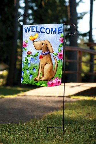 Toland Home Garden 112078 Welcome Dog Spring Flag 12x18 Inch Double Sided Spring Garden Flag for Outdoor House summer Flag Yard Decoration