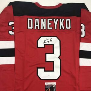 autographed/signed ken daneyko new jersey red hockey jersey jsa coa