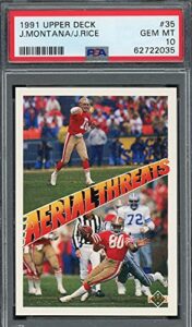 joe montana/jerry rice 1991 upper deck football card #35 graded psa 10