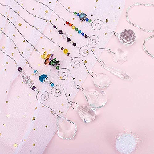 H&D HYALINE & DORA Set 7 Crystal Rainbow Suncatcher Glass Bead Chain Fengshui Hanging Pendant for Window Garden Party