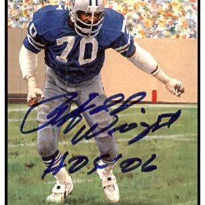 Rayfield Wright Signed Goal Line Art Card GLAC Autographed w/HOF Cowboys PSA/DNA