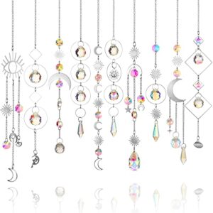 crystals suncatcher hanging sun catcher garden hanging crystals prism light catcher crystal window sun catcher chandelier pendant ornament for home office party decoration (silver, 10 pieces)