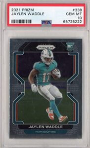 graded 2021 panini prizm jaylen waddle #338 rookie rc football card psa 10 gem mint