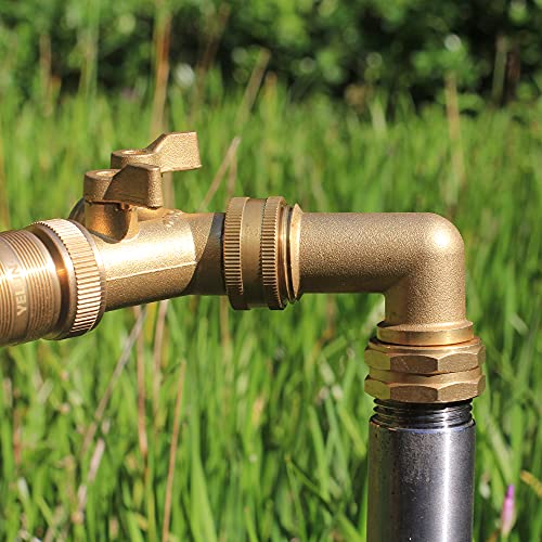 YELUN Garden Hose Elbow Connector 90 Degree Solid Brass Pipe Fittings Hose Elbow -Eliminates Stress and Strain On RV Water Intake Hose Adapter 3/4" FHT x 3/4" MHT (2 SETS)