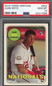 juan soto 2018 topps heritage baseball rookie card rc #502 graded psa 10 gem mint