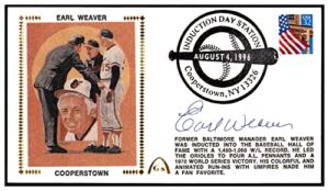 earl weaver signed first day cover fdc autographed gateway stamp psa/dna