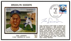 tommy lasorda signed first day cover fdc autographed dodgers psa/dna