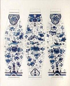 an original design for three porcelain vases