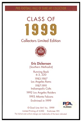 Eric Dickerson Signed Goal Line Art Card GLAC Autographed Chargers PSA/DNA