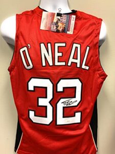 shaquille o’neal miami heat signed autograph custom jersey red jsa witnessed certified