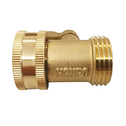 HQMPC Garden Hose Shut Off Valve 3/4" GHT Water Hose Shut Turn Off Valve Heavy Duty Hose On Off Valve Brass Shut Off Valve Hose Ball Valve 2 Pack with 4Pcs Washers